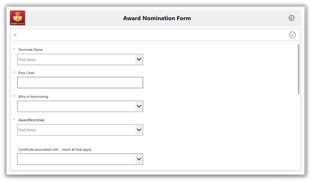 Kudos Korner – A Nomination Award Application