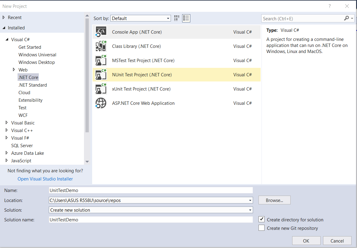Integration of unit testing with ASP.NET Core